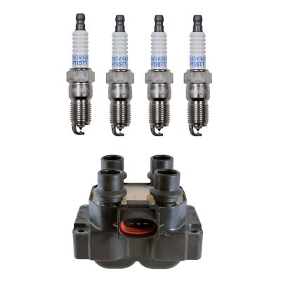 Denso Ignition Coil & 4 Platinum TT Spark Plugs 0.04 Kit For Ford ...