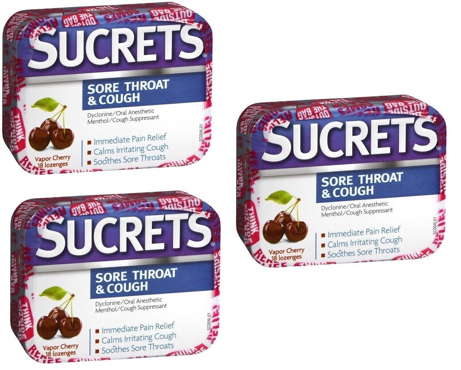 Sucrets Lozenges for Sore Throat & Cough Vapor Cherry 18 Count X 3 ...