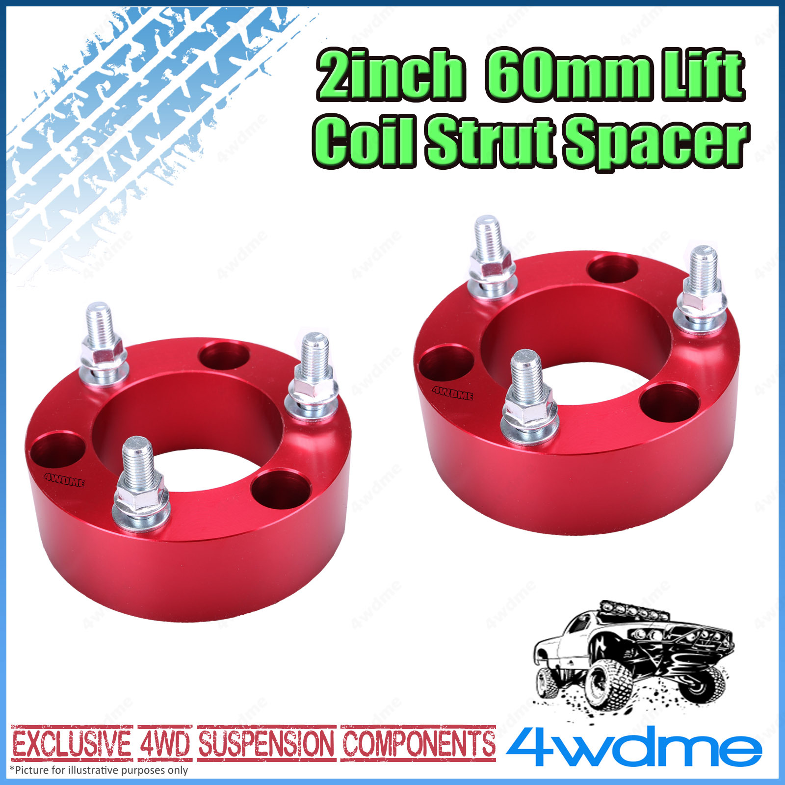 Pair Fits Toyota Hilux KUN26 N70 4WD Front Coil Strut Spacer 2" 60mm ...