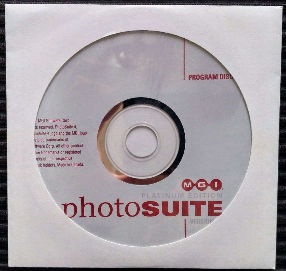 MGI PhotoSuite Platinum Edition Version 4.0, 2001, Program Disc, Photo ...