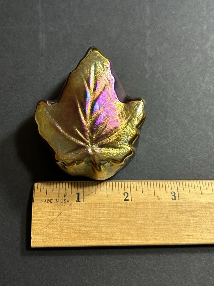 Robert Held Art Glass Iridescent Maple Leaf Paperweight Made in Canada Sticker | eBay