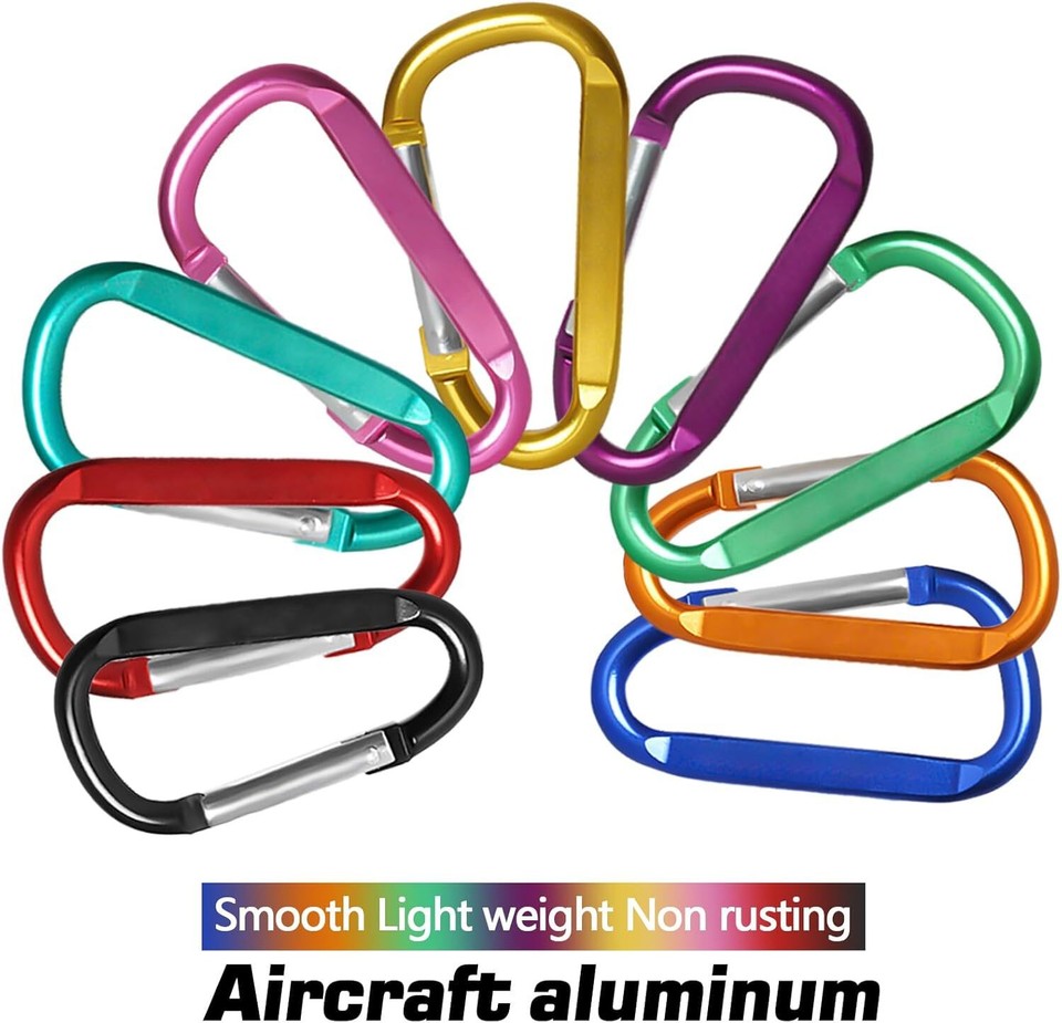 12PCS Carabiner Keychain Clip - 3" Aluminum Carabeaner Key Clip,D Ring ...
