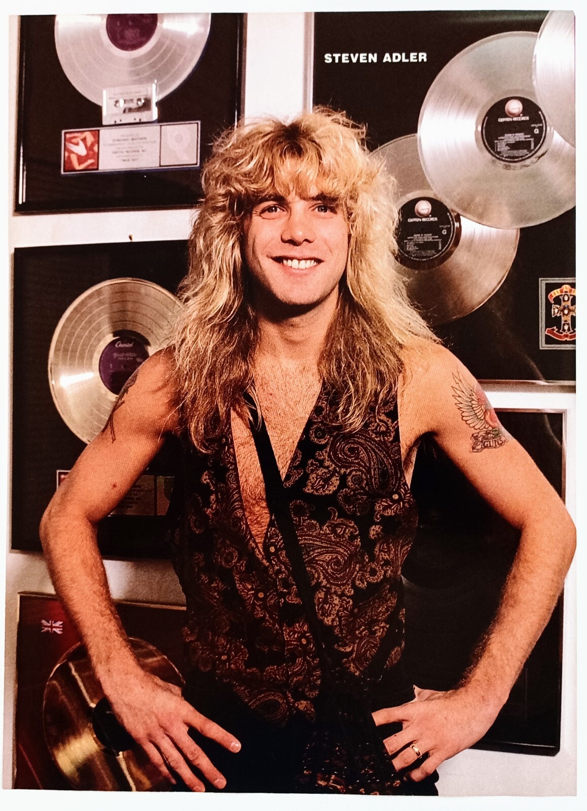 GUNS N ROSES~STEVEN ADLER~ORIG 1990 POSTER~VINTAGE PRINT MAGAZINE PINUP ...