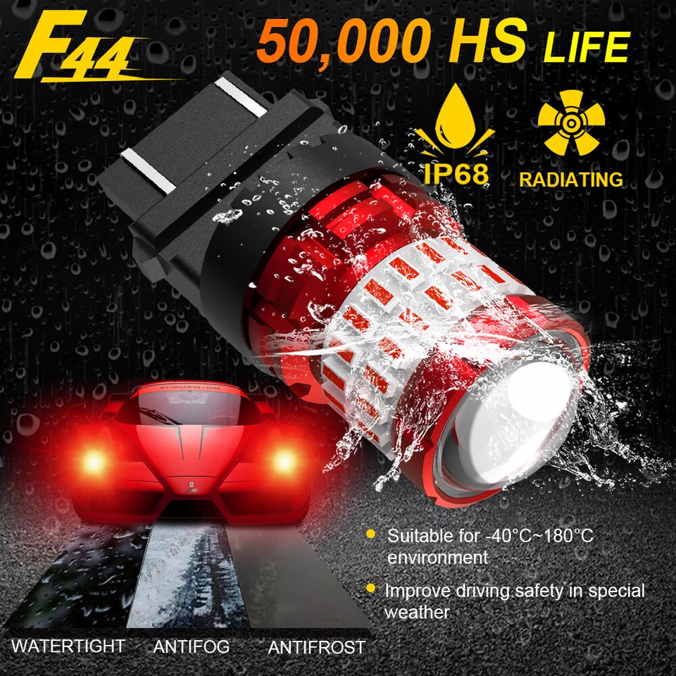 4X 3157 3156 3057 4157 LED Red Brake Stop Tail Light Bulbs Flash Strobe ...