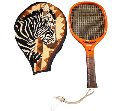 Vintage 70's ZEBRA CROSS Needlepoint Tennis Racket/Racquet Cover ...