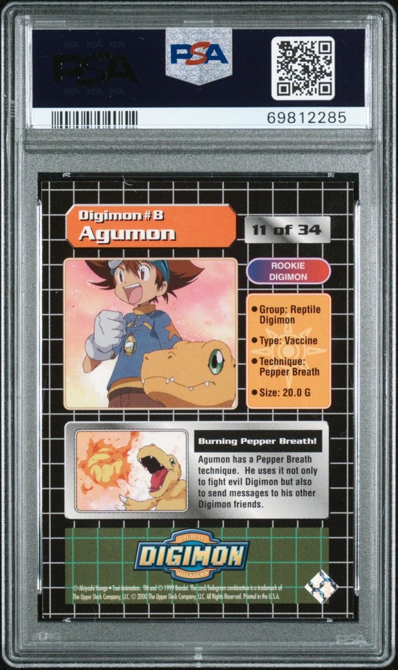 1999 Upper Deck Digimon 11 Agumon Foil PSA 7 | eBay
