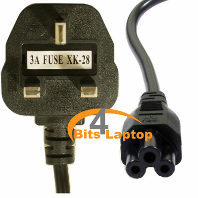 UK C5 Cloverleaf Clover Leaf Mains Power Cable Lead for Laptop Adapters ...