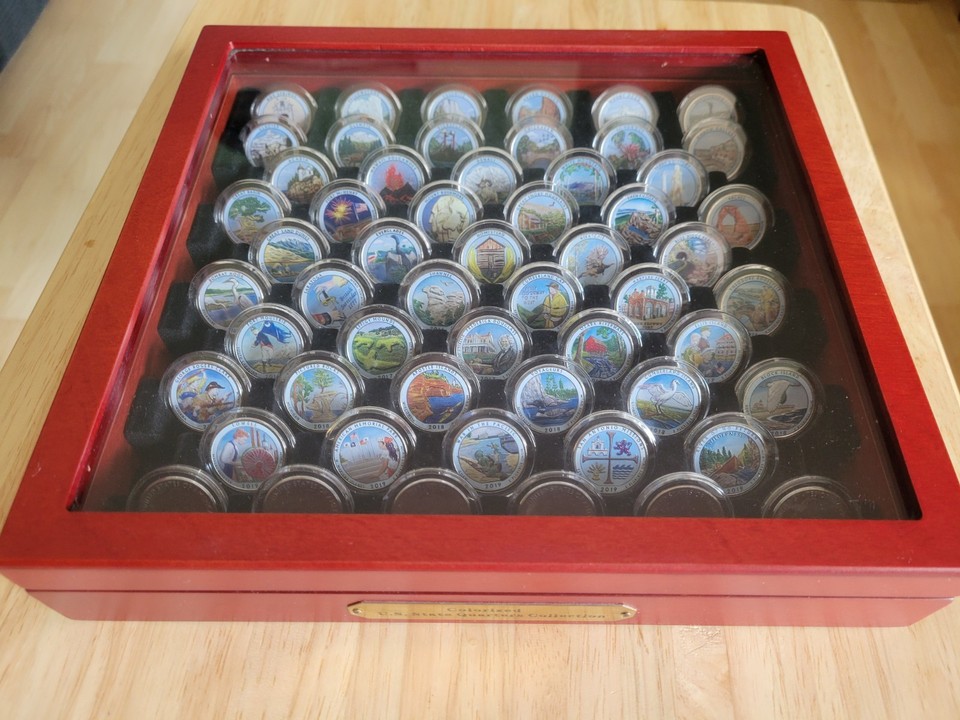 P.C.S. Complete Set 56 Colored State Quarters Collection In Wood ...