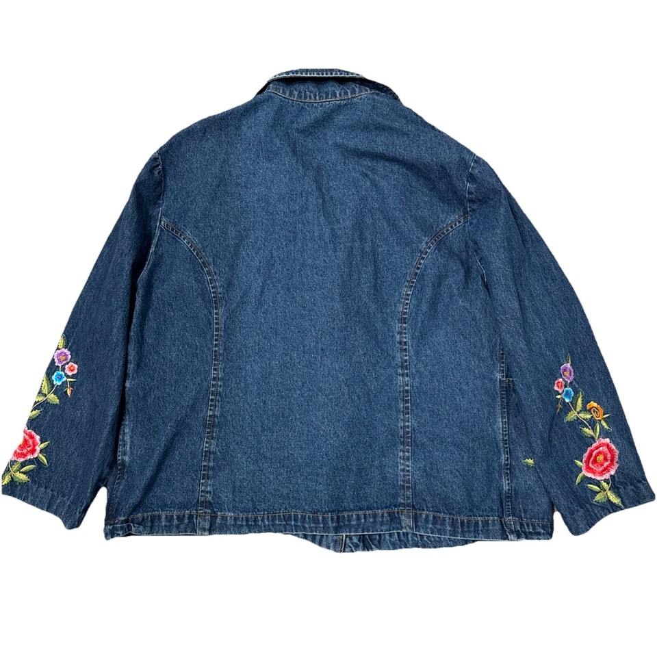 VTG Dress Barn XL Denim Barn Chore Jacket Floral Embroidery 90's ...