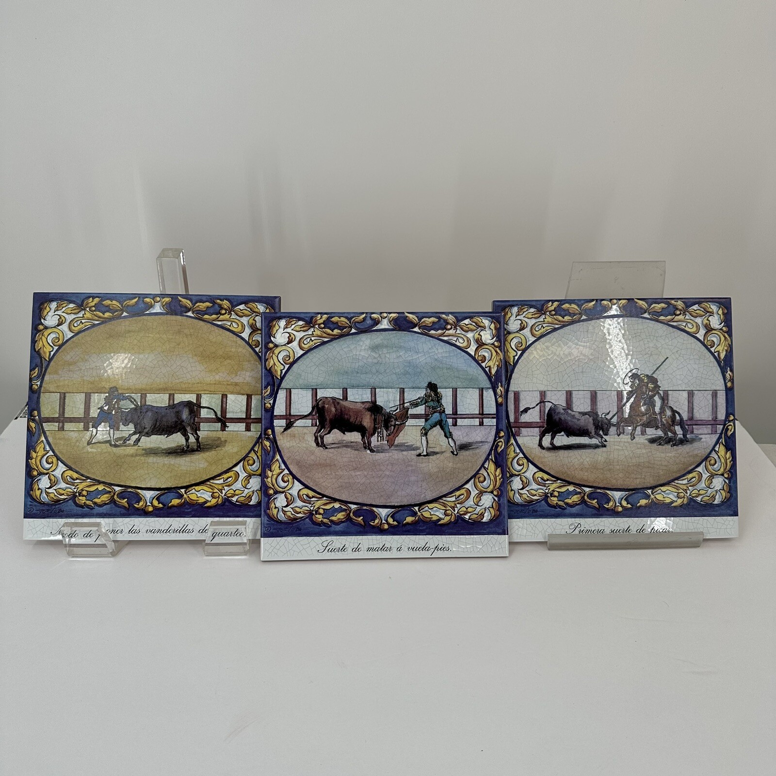 Matador Bull Fighter Tile Made In Spain 8x8 Ceramic Lot Of 3 | eBay