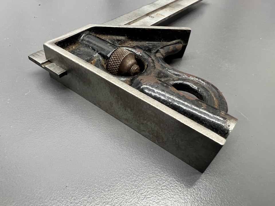 (c) VINTAGE UNION TOOL CO 6" HARDENED MACHINIST COMBINATION SQUARE W ...