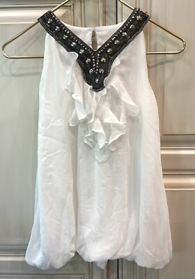 BCX Girl Dress Top Sz M Whiten with Beading Girls Shirt Clothes | eBay