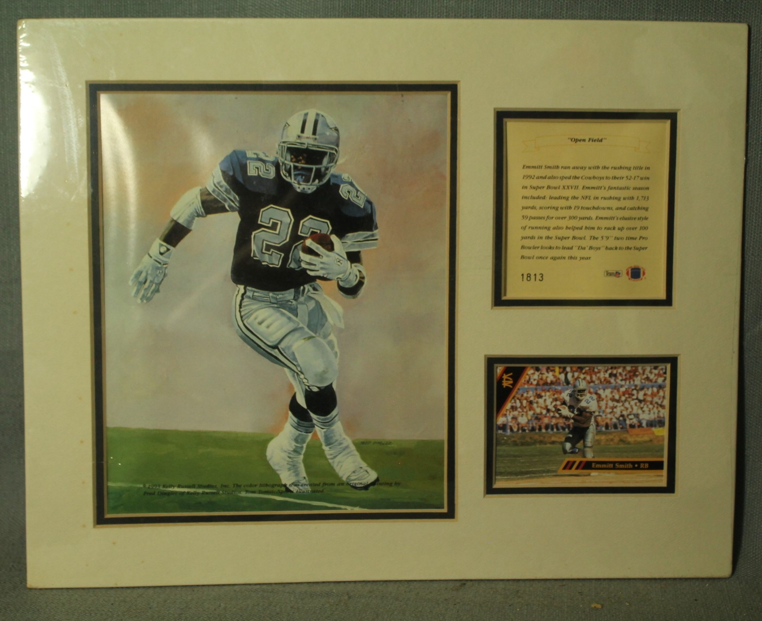 Emmitt Smith vintage Kelly Russell studios color lithograph print Fred ...