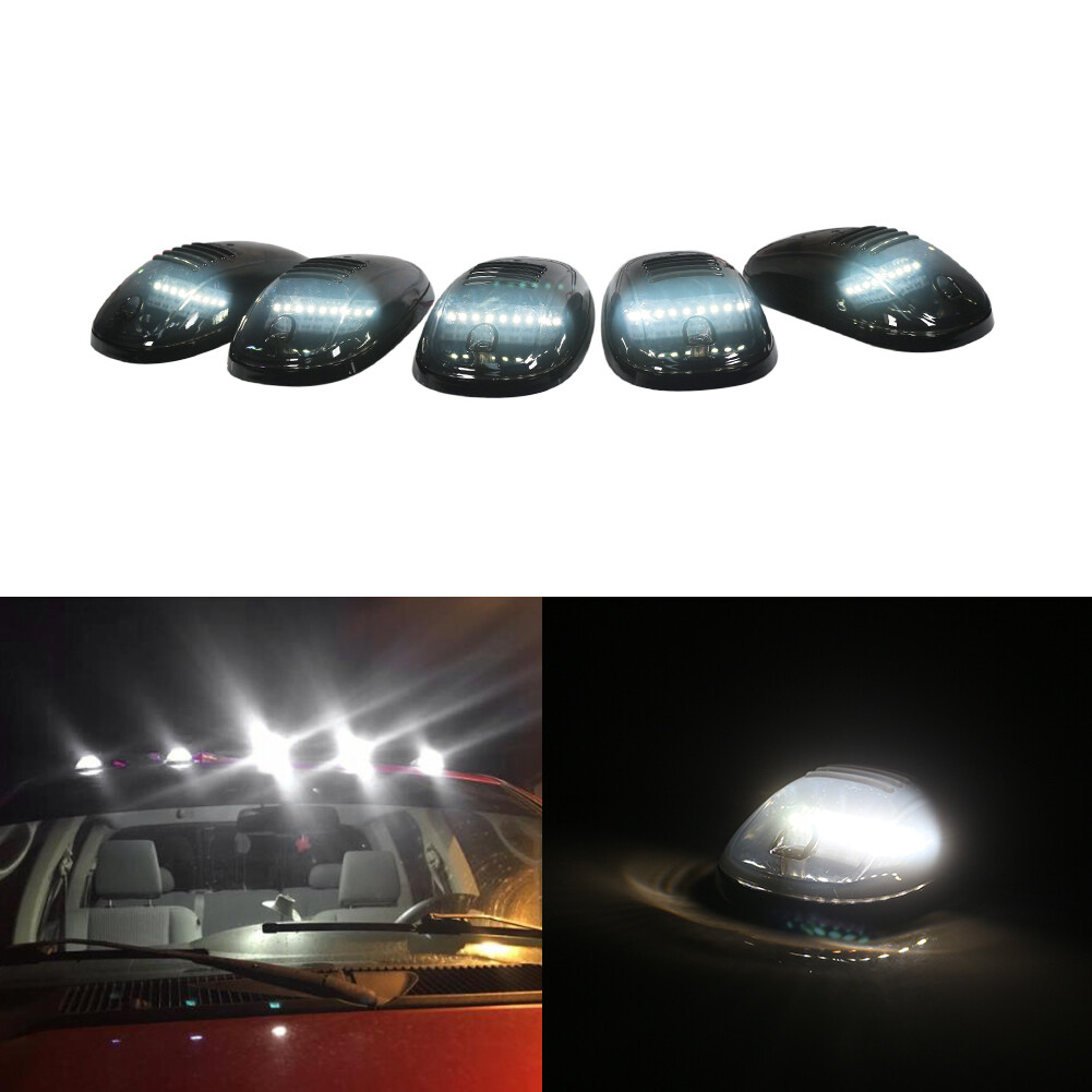 5pc Smoked Lens White LED Cab Roof Clearance Lights For 17-up Ford F250 ...