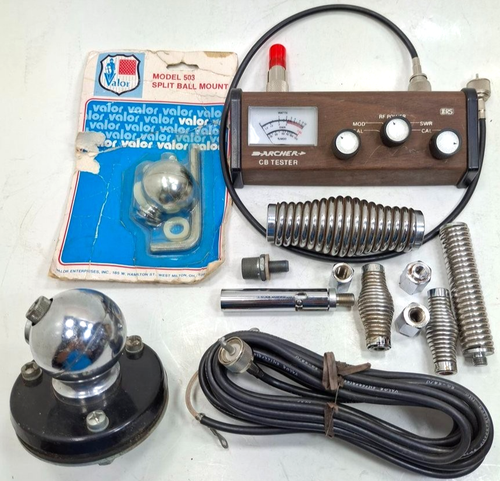 LOT CB RADIO Assorted ANTENNA Cable, Springs, Mounts, SWR Meter, Quick ...