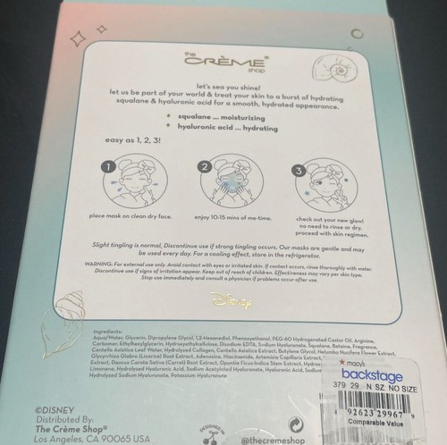 The Creme Shop Disney Princes Ariel Purest Wish Face Sheet Mask Set/3 ...