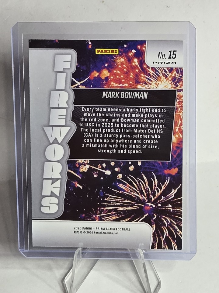 2025 Panini Prizm Black #15 Mark Bowman Fireworks Silver | eBay
