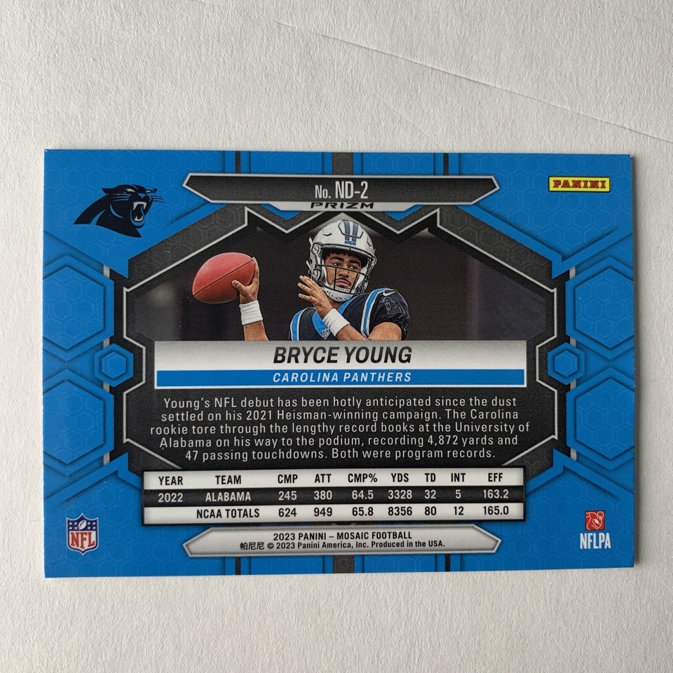 2023 Panini Mosaic Bryce Young NFL DEBUT CAMO PINK PRIZM RC #ND-2 ...