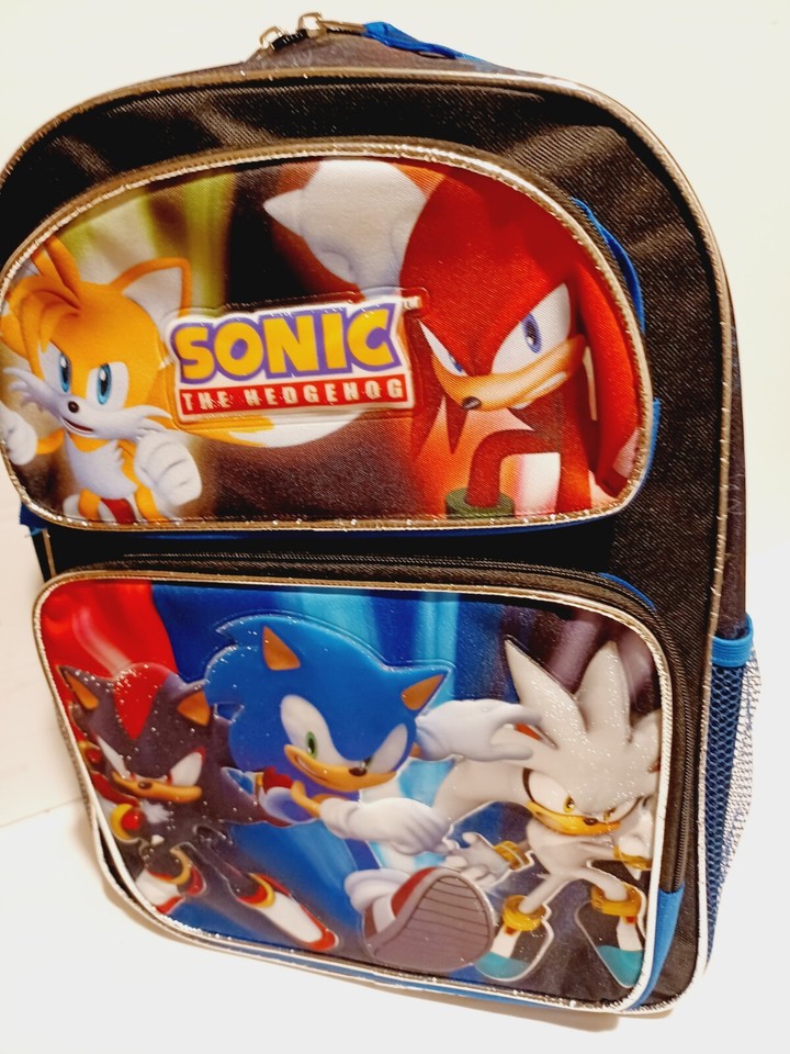 Sonic Shadow Tails Knuckles Boys School Backpack Bookbag Silver Sonic ...