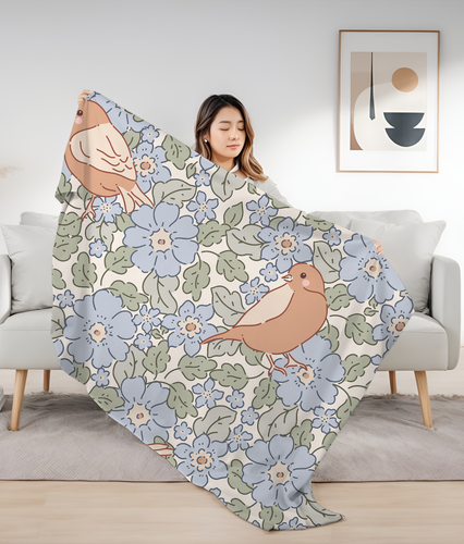 Forest Birds Pattern Throw Blanket | eBay