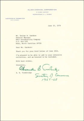 ALEXANDER B. TROWBRIDGE - TYPED LETTER SIGNED 06/20/1979 | eBay
