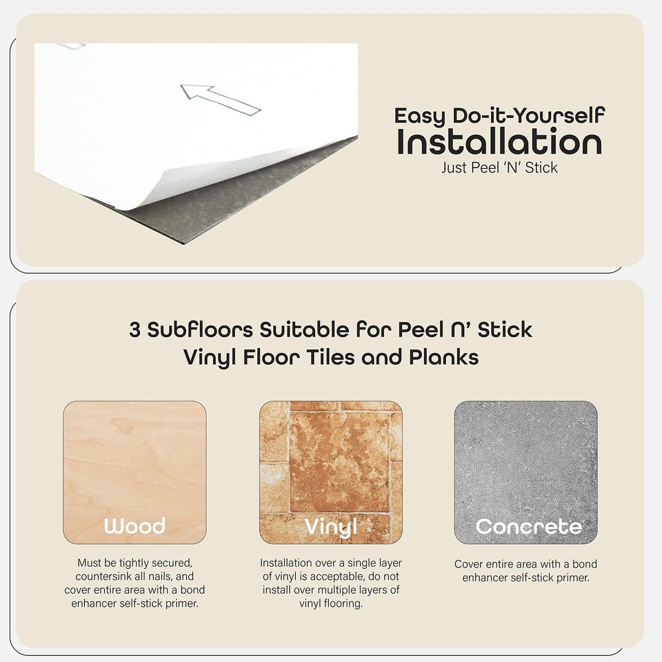Nexus Self Adhesive 12-Inch Vinyl Floor Tiles, 20 Tiles - 12" x 12 ...
