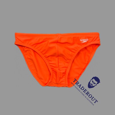 Speedo Men bright Orange solar swim brief bikini Swimwear size 32 34 36 ...