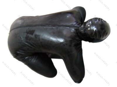 980b Latex Rubber Gummi Sleep sack body bag catsuit hood mask ...