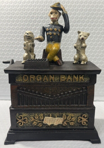Kyser & Rex Cast Iron Organ Coin Bank - Monkey, Dog, Cat Design ...