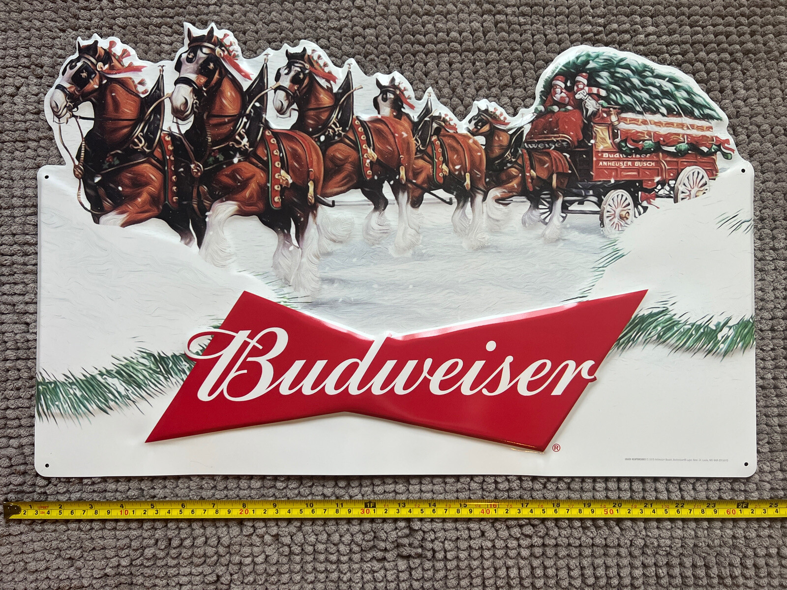 NEW Budweiser Clydesdales Tin Metal Sign Anheuser Busch Holiday RARE ...