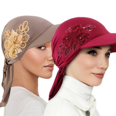 Muslim Women Wide Brim Turban Baseball Cap Islamic Hijab Headscarf ...