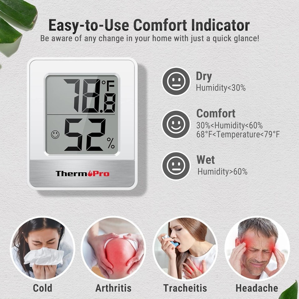 ThermoPro TP49 Digital Hygrometer Indoor Thermometer Humidity Meter Accurate LCD | eBay