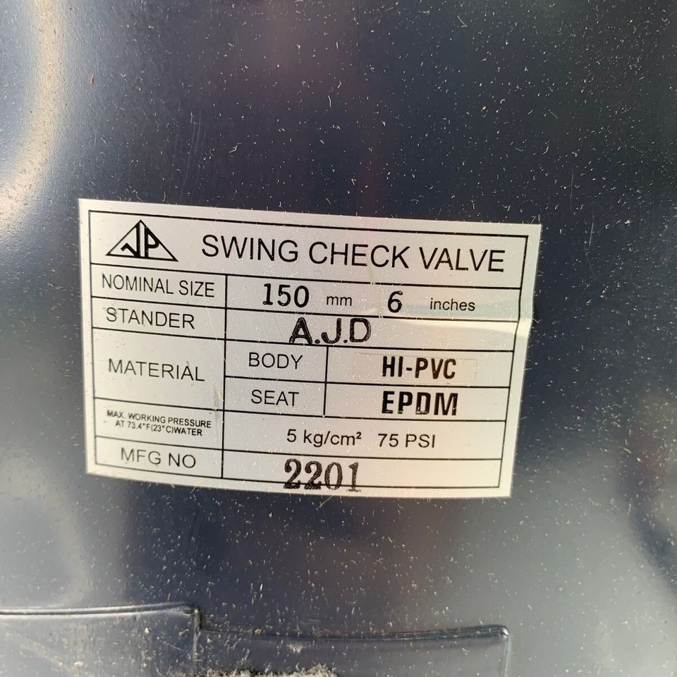 like a TVI THERMOPLASTIC VALVES INC. 150MM 6" SWING CHECK VALVE. | eBay