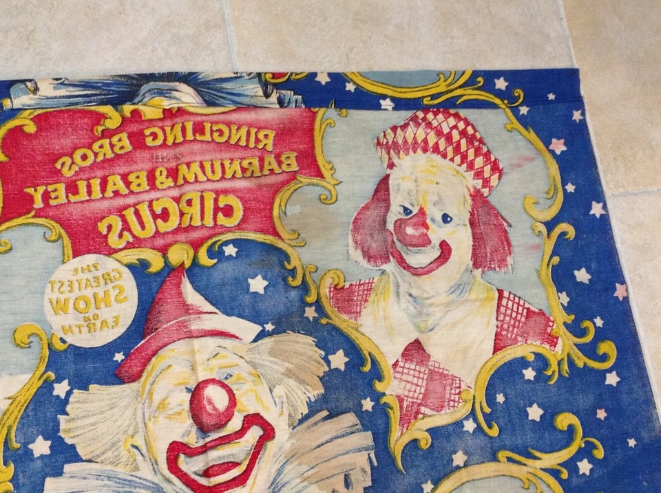 Rare Vintage Ringling Bros And Barnum & Bailey Banner 42" x 44" L@@@@K ...