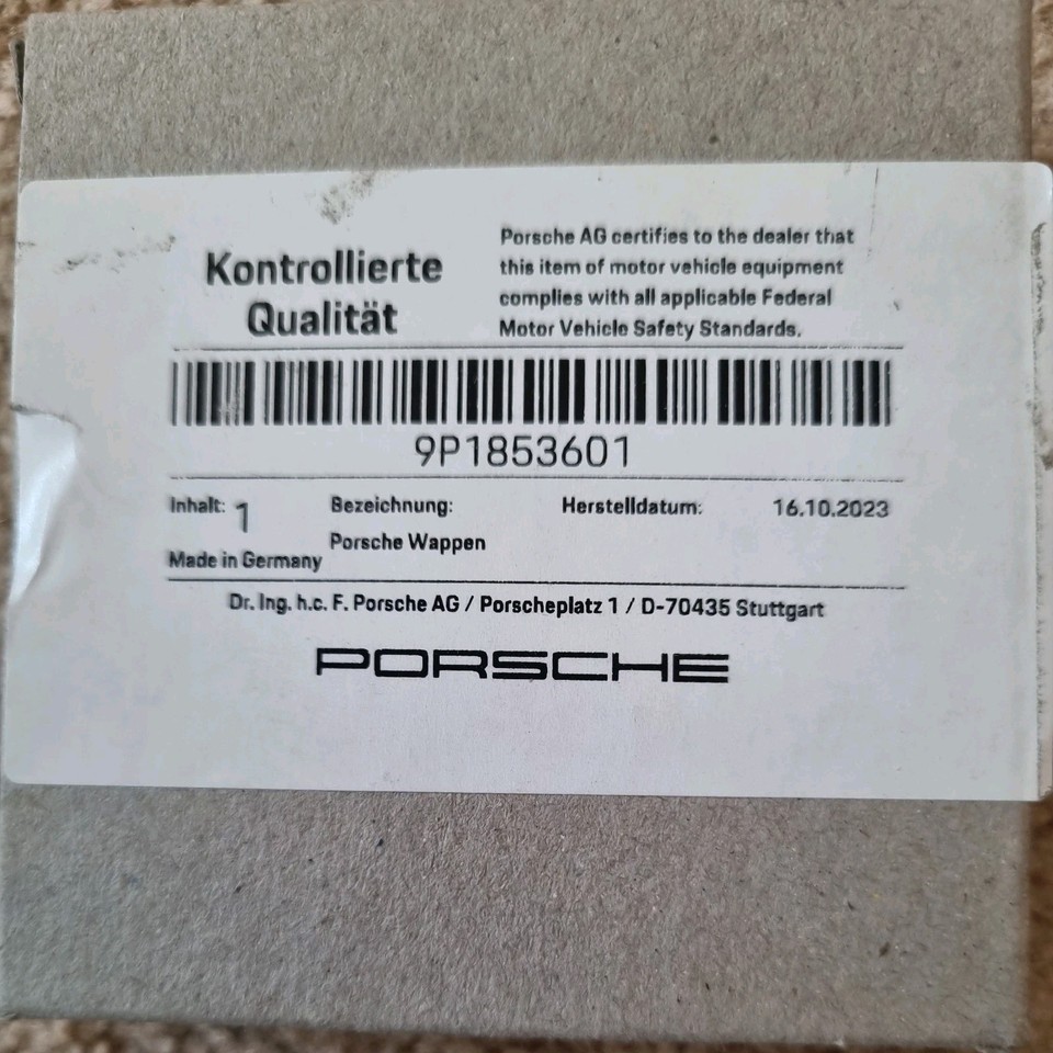 9P1853601 Porsche Bonnet Badge Emblem New | eBay UK