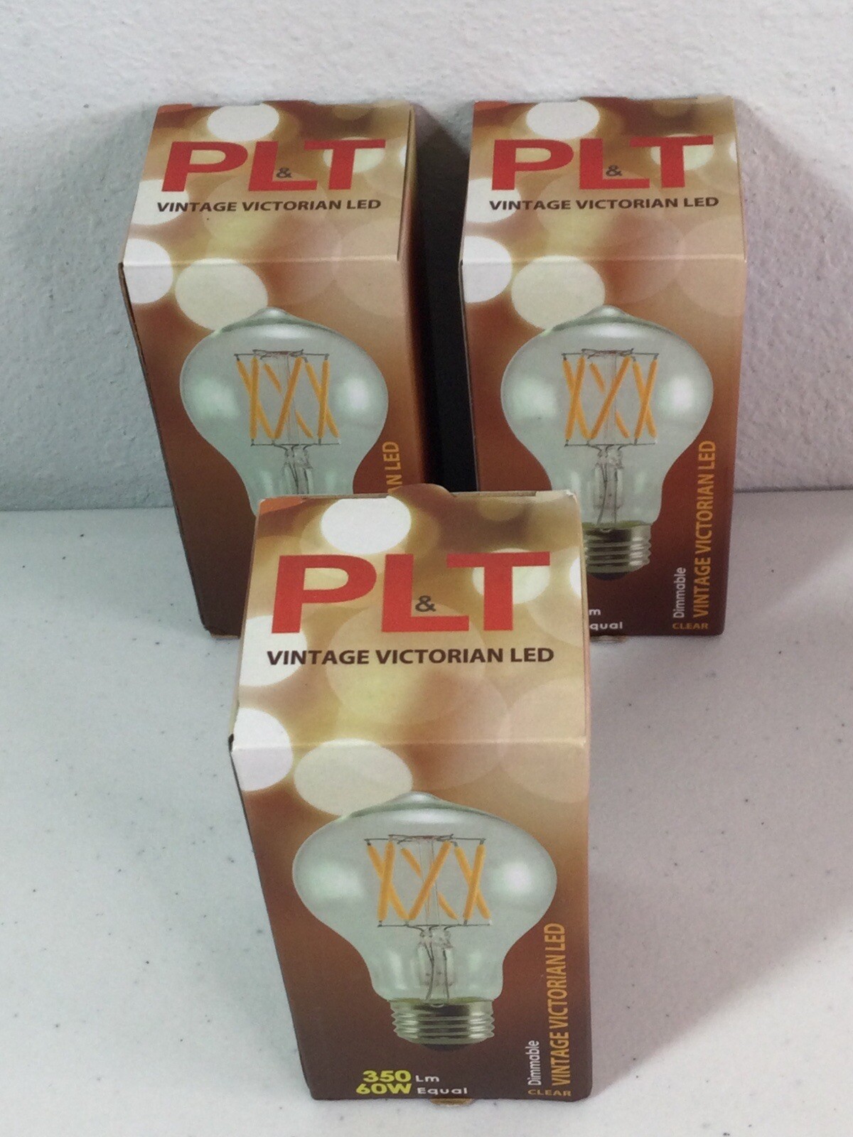 PL&T Vintage Victorian LED Bulbs. 60W. Dimmable. LOT of THREE Bulbs ...