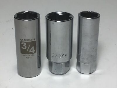 Craftsman & Stanley 3/8” Drive Spark Plug/Deep Socket, 3/4”, 13/16”, 5/ ...
