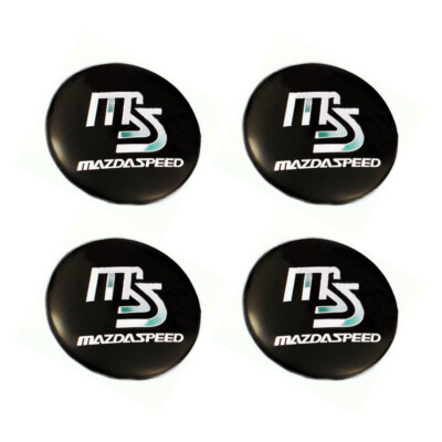 4pcs Car Wheel Center Black Silver MS MAZDASPEED Logo Hub Cap Sticker ...