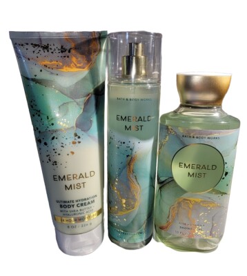 Bath & Body Works EMERALD MIST Body Cream, Mist, Shower Gel 3 Pc Set ...