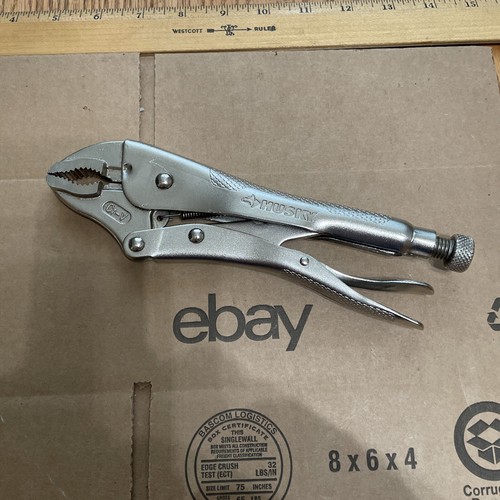 Husky 10" Locking Pliers Curved Jaw Quick Release Chrome Easy Grip ...