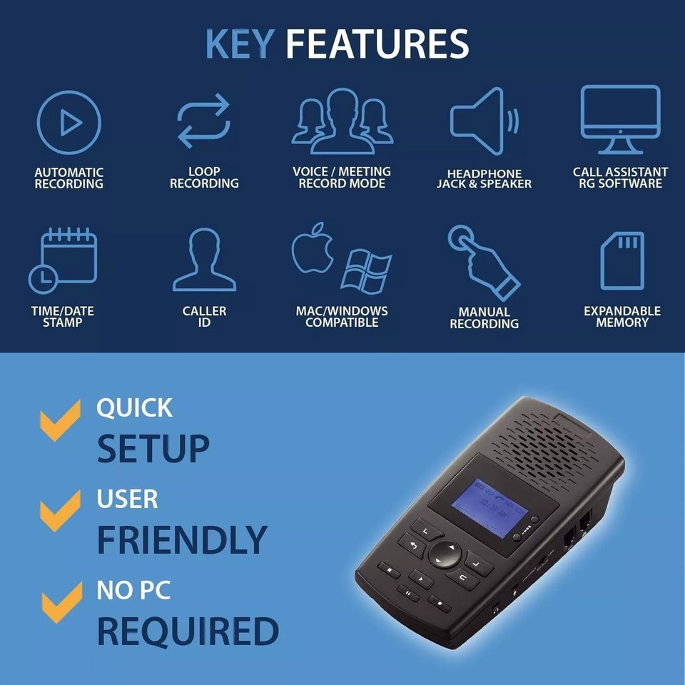 AR600 Landline Phone Call Recorder, Automatic Telephone Recording ...