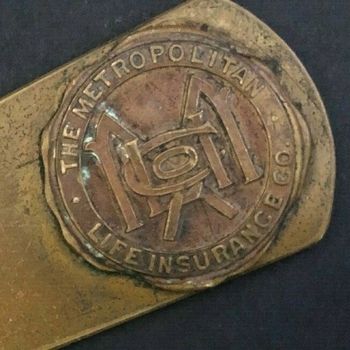 c1920' 8 1/2" Metropolitan Life Insurance Metal Brass Advertising ...