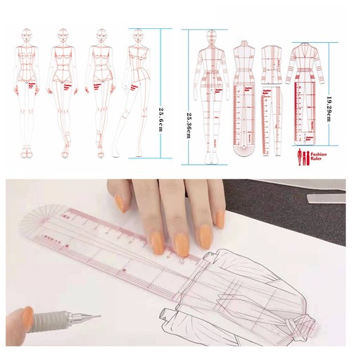 Women Fashion Drawing Ruler Figure Template for Illustration Sketch ...