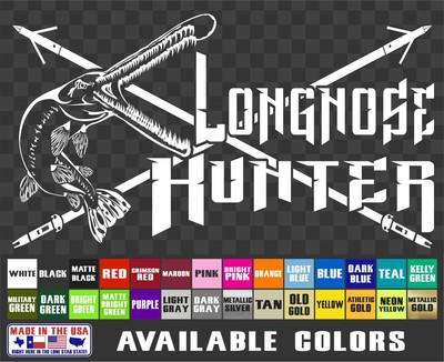 GAR Bowfishing Arrows Sticker LONGNOSE HUNTER Fishing Fish Bow Vinyl ...