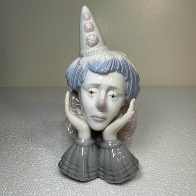 LLADRO VTG Meico Sad Pastel Pierrot Clown Fine Porcelain 7” Bust Figure ...