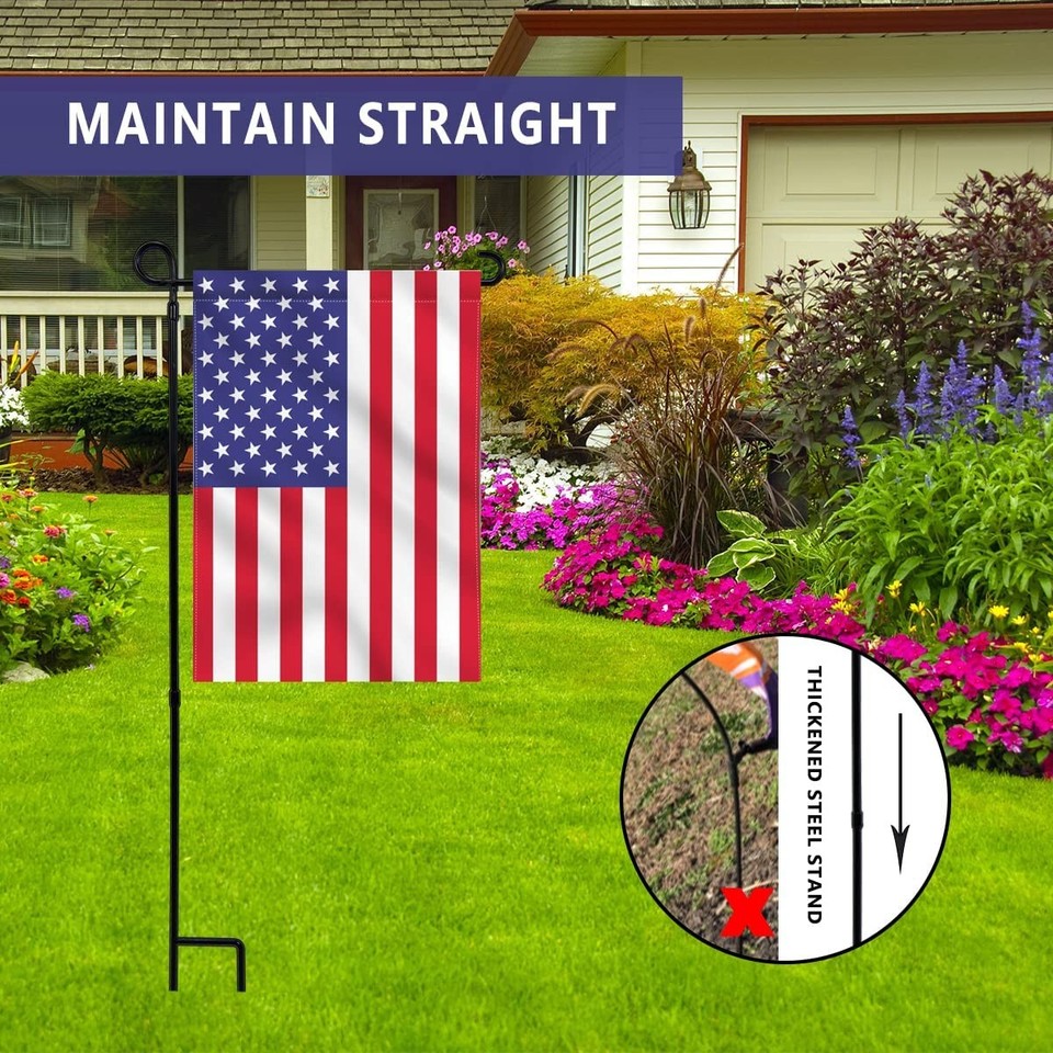 Garden Flag Stand, Thickened Pole Sturdy Straight Premium Metal Yard ...