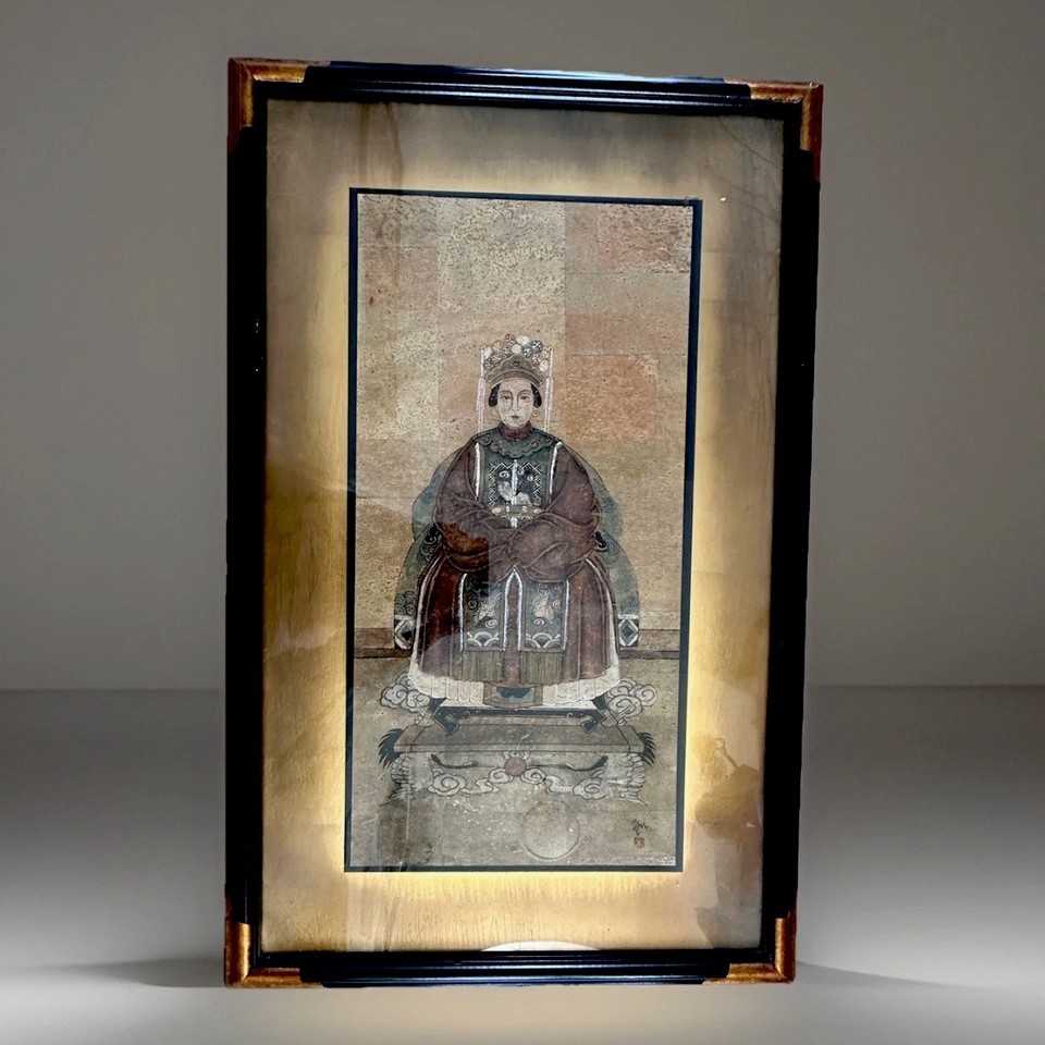 Qing Chinese Emperor, Empress Paintings Yu,,Chop Mark, Large Framed ...