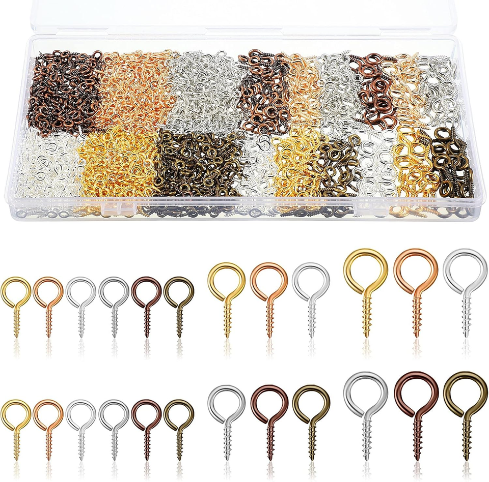 Hotop 600 Pcs Screw Eye Pins Hooks 6 Colors Small Metal Eyelet Mini ...