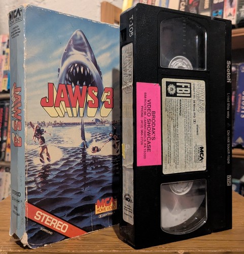 Jaws 3 VHS 1983 Horror Louis Gossett Jr. Dennis Quaid Rare MCA Home ...