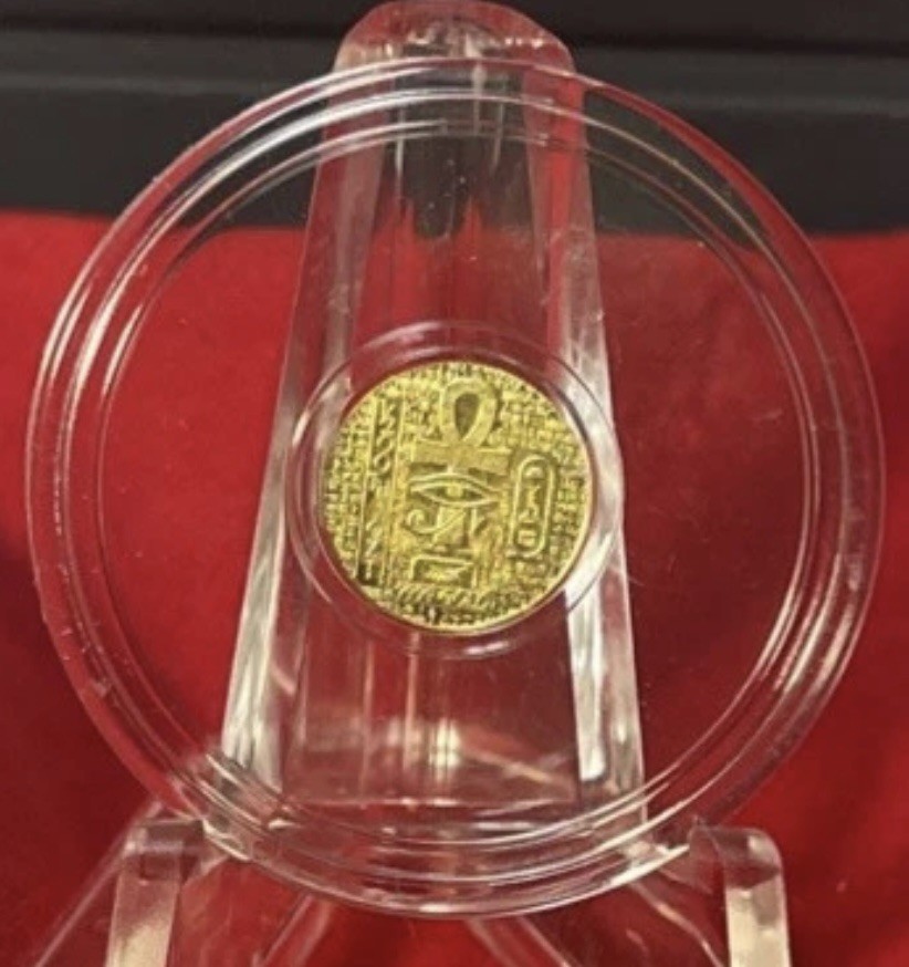 ⭐️1/200th Fine Gold Round Coin Egyptian King Tut w/ Capsule .9999 Fine ...